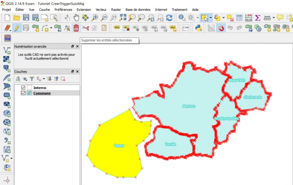 Tutoriel Impuls'Map - Trigger suivi mises à jour PostgreSQL PostGIS - QGIS Supprimer Entité ...